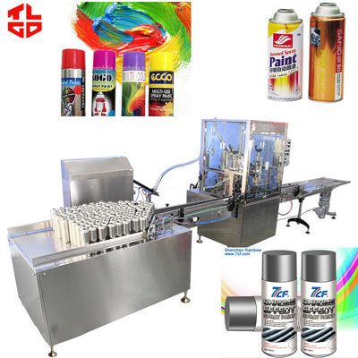 Pneumatic Chrome Spray Paint Filling Machines , Aerosol Tin Can Filling Machine