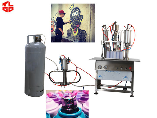 Oil Based Spray Paint Filling Machine , Semi Automatic Aerosol Can Filling Equipment