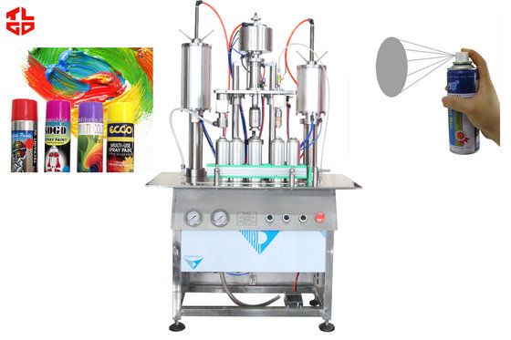 Oil Based Spray Paint Filling Machine , Semi Automatic Aerosol Can Filling Equipment