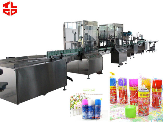 High Speed Automatic Aerosol Can Filling Machine For Snow Spray / Party String