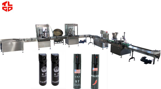 Automatic Aerosol Filling Line Machine For Police Spray / Pepper Spray