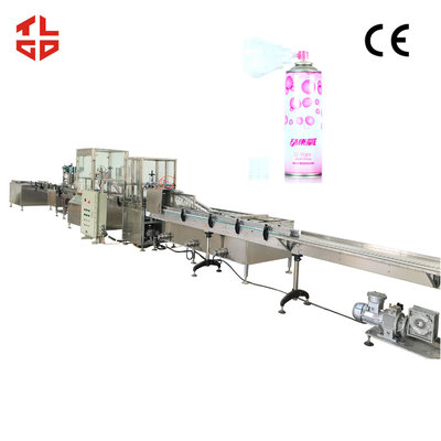 Automatic Vacuum Crimping Filling Machinery , Fresh Air Aerosol Can Filling Line