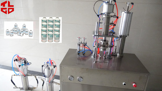 Under Cap Vacuum Refrigerant Freon R134a Aerosol Filling System For Tin Plate Cans