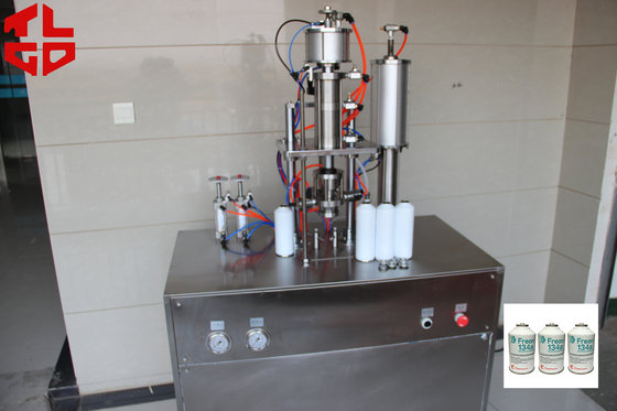 Easy Under Cap Vacuum Refrigerant Filling Equipment , Semi Automatic Aerosol Filling Machines