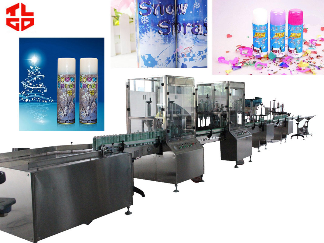 High Speed Automatic Aerosol Can Filling Machine For Snow Spray / Party String