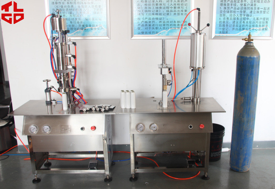 Pneumatic Aerosol Can Bag On Valve Filling Machine Semi Automatic BOV Filling Machines