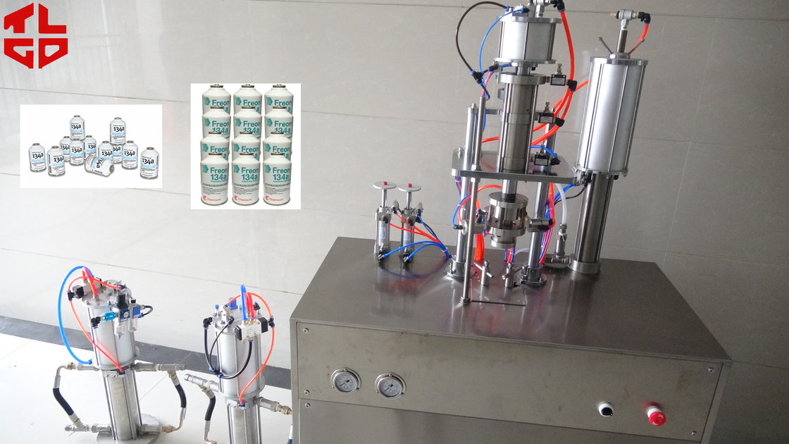Under Cap Vacuum Refrigerant Freon R134a Aerosol Filling System For Tin Plate Cans