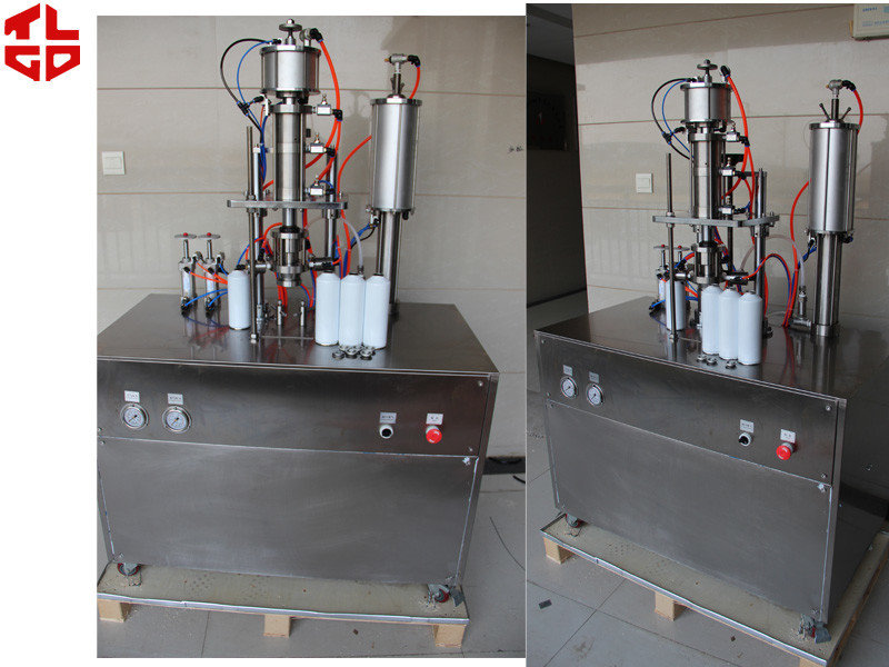 Refrigerant Aerosol Spray Filling Machine , Under Cap Vacuum Semi Automatic Aerosol Filling Machine