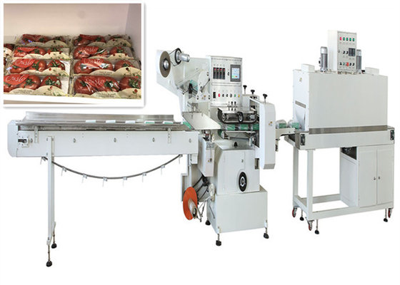 High Speed Auto Horizontal Flow Wrap Packing Machine With Fruits In Tray