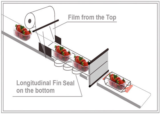 High Speed Auto Horizontal Flow Wrap Packing Machine With Fruits In Tray