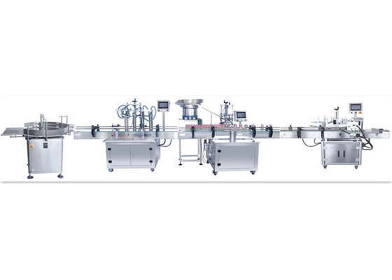 Full Automatic Bottle turntable / filling / rotary capping / bottle labelling machine
