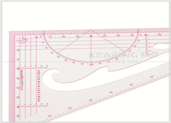 Kearing Plastic Triangle Scale Ruler 1/3 1/4 1/5 Sandwich Line with Protractor 8345
