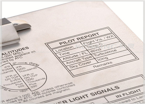 VFR Metal Clipboard Aviation Supplies Slide Holes for bound on the leg during flight