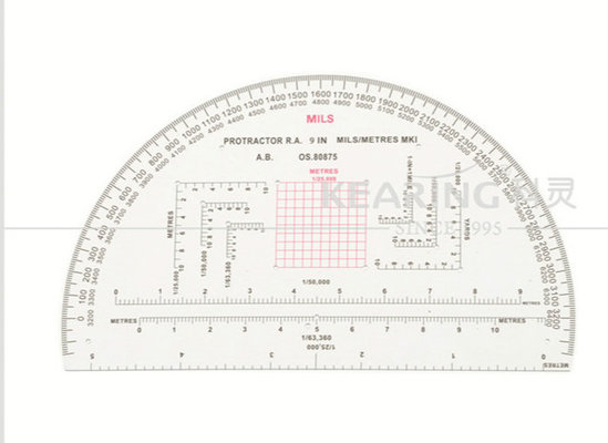 9” RA Mils Protractor  with 2.0mm Extruded plastic printed in black and red  KMP-3