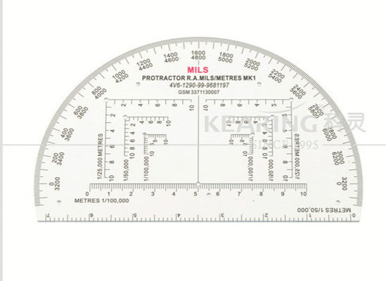 2.0mm thick plastic R.A.6 inch Protractor field kit required by MOD  KMP-1