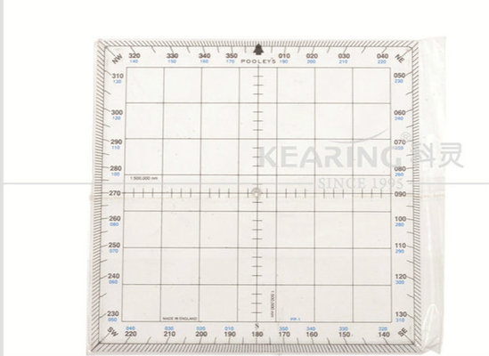 Clear Plastic 2mm Thick Aviation Sqaure Protractor Nautical Miles 1/500000 KPP-1