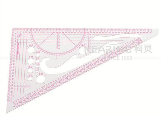 Kearing Plastic Triangle Scale Ruler 1/3 1/4 1/5 Sandwich Line with Protractor 8345