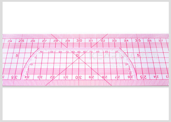 Kearing Flexible Plastic 60cm Long Pattern Making Ruler Sandwich Line Scales with Protractor for Sewn