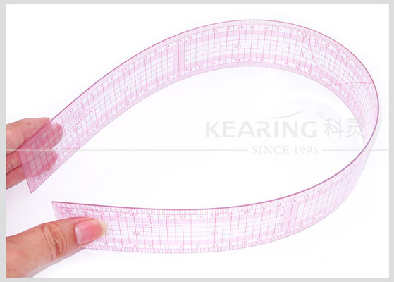 Kearing Flexible Plastic 60cm Long Pattern Making Ruler Sandwich Line Scales with Protractor for Sewn