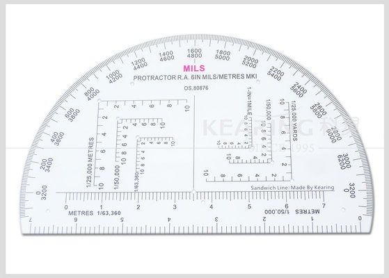 Top Rated Field Kit Military Protractor 6 INCH Halp Moon Shaped Rigid Plastic Protractor