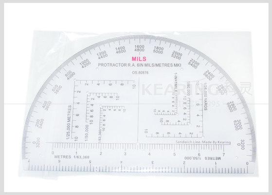 Top Rated Field Kit Military Protractor 6 INCH Halp Moon Shaped Rigid Plastic Protractor