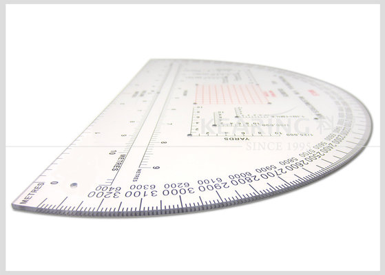 Military Plastic Protractor Field Kit 1/25000, 1/50000 Half Moon Shaped 9 INCH Miles / Metres