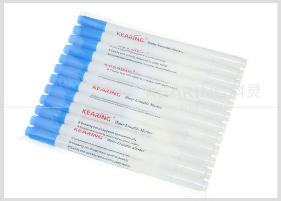 Kearing Dual Tips Water Erasable Markers White & Blue Color for Temporary Marking on Fabric Easily Wash Off