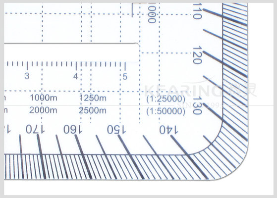 Kearing Durable Plastic Square Military Scale Protractor 1: 25000 & 1: 50000 # KMP-4