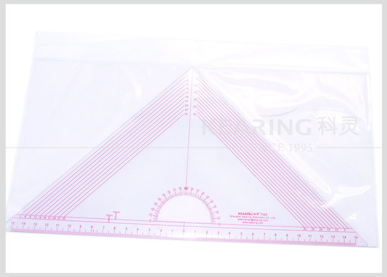 PVC Kearing Plastic Student Grading Triangle 30cm with Protractor Flexible Triangle Quilt Ruler