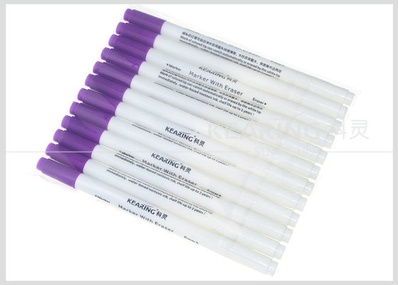 Dual Tip Air Disappearing Ink Pen Sewing Violet Color For Short Time Fabric Marking With Eraser