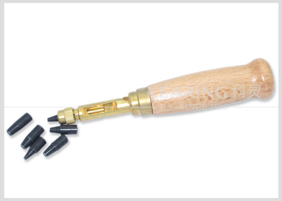 Luxury Tailor Wooden Handle Screw Punch Tool with 5 Bullet Tips 2mm 2.5mm 3mm 4mm 5mm
