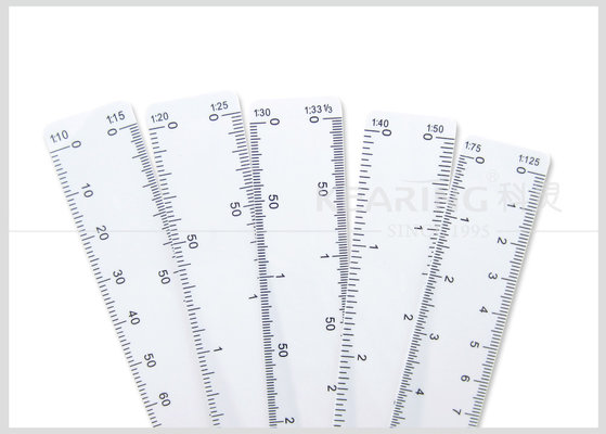 Flexibe Plastic Fan Shaped Engineer Scale Ruler 5 PCS as 1 Set in Leather Sheath