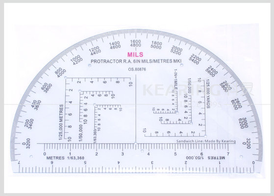 Rigid Plastic Military Field Kit 6 Inch Protractor R. A. Miles / Metres 80876
