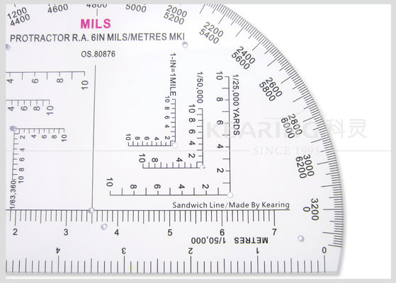 Rigid Plastic Military Field Kit 6 Inch Protractor R. A. Miles / Metres 80876