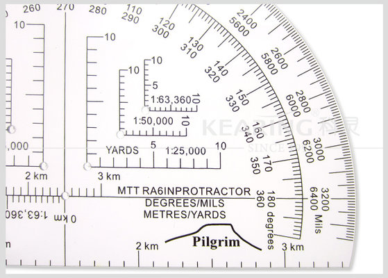 Half Moon Shaped Military Protractor Field Kit 6 Inch Plastic Degree / Miles Pilgrim Uk Market