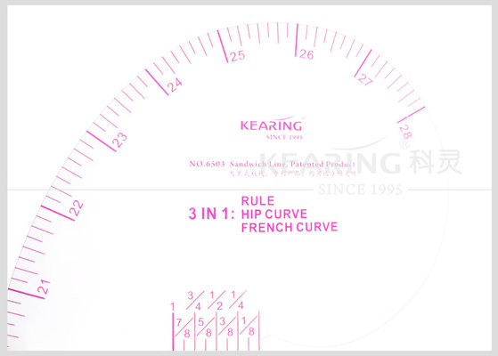 Customized Transparent Sewing Curved Ruler / 3 IN 1 Rule Hip Curve Ruler , 1.2mm Thickness