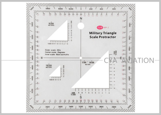 Plastic Military Square Scale Protractor 12.7cmx12.7cm sandwich line printing for militry MP-2