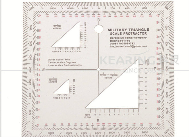 Military Triangle Scale Protractor 11cmx11cm square set sandwich line printing for militry KMP-2