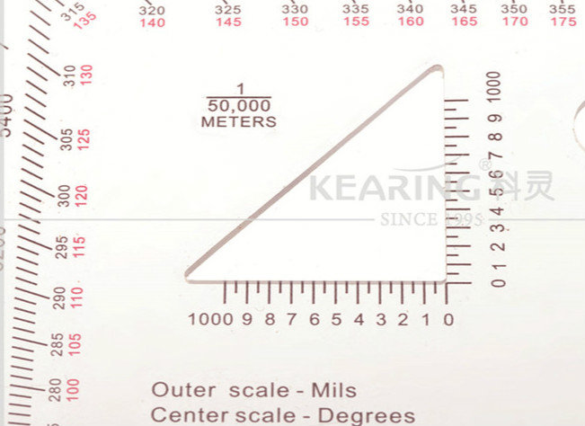 Measures in mils and degrees field kit 12.7cmx12.7cm for map reading KMP-2