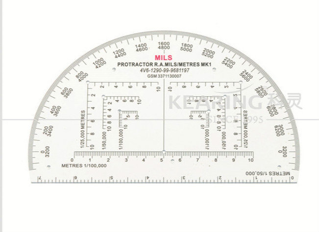 2.0mm thick plastic R.A.6 inch Protractor field kit required by MOD  KMP-1