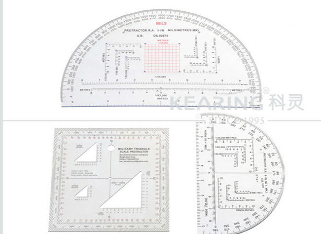 R.A.6 inch Protractor in Degrees and Mills field kit for accurate map reading KMP-1
