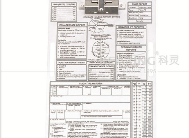 Aluminum VFR Kneeboard Aviation Supplies for Flight School Students