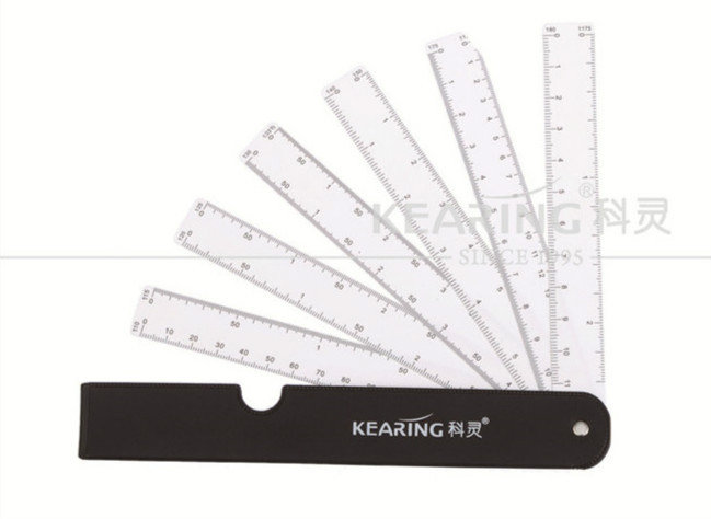 Kearing Engineer Scale Ruler with Fan Shaped 6 pieces 1 set inside Leather Sheath # 8500-6