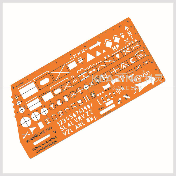 Durable Flexible Plastic Yellow Color STANDARDGRAPH Military Map Guiding Template Stencil