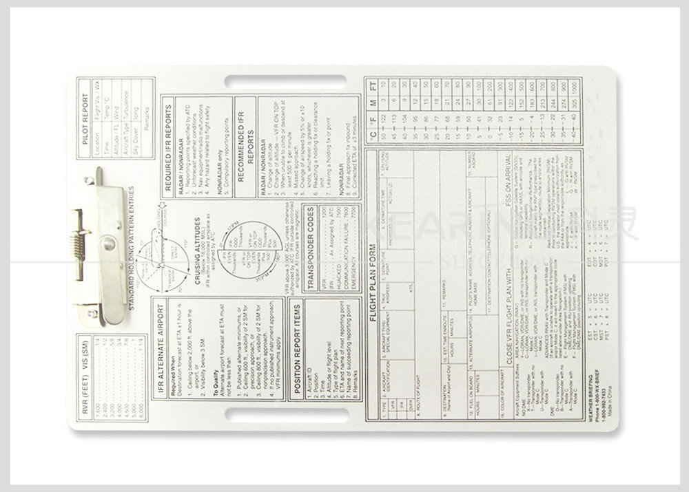 Pilot Flight Training Clipboard Aviation Supplies IFR Metal Kneeboard for Navigation Market