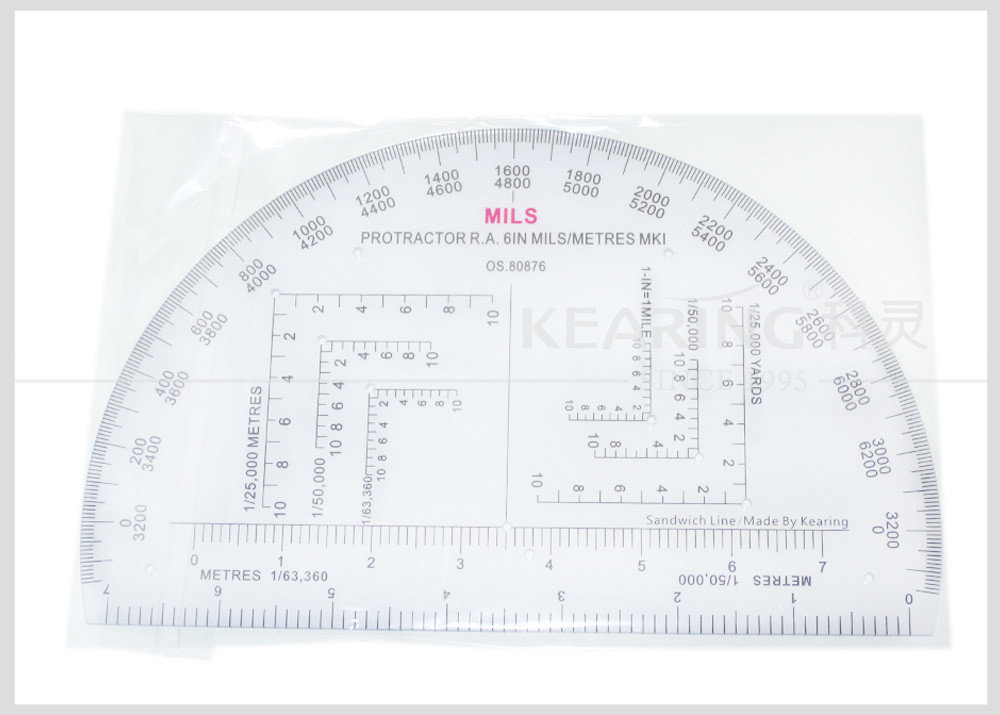 Top Rated Field Kit Military Protractor 6 INCH Halp Moon Shaped Rigid Plastic Protractor