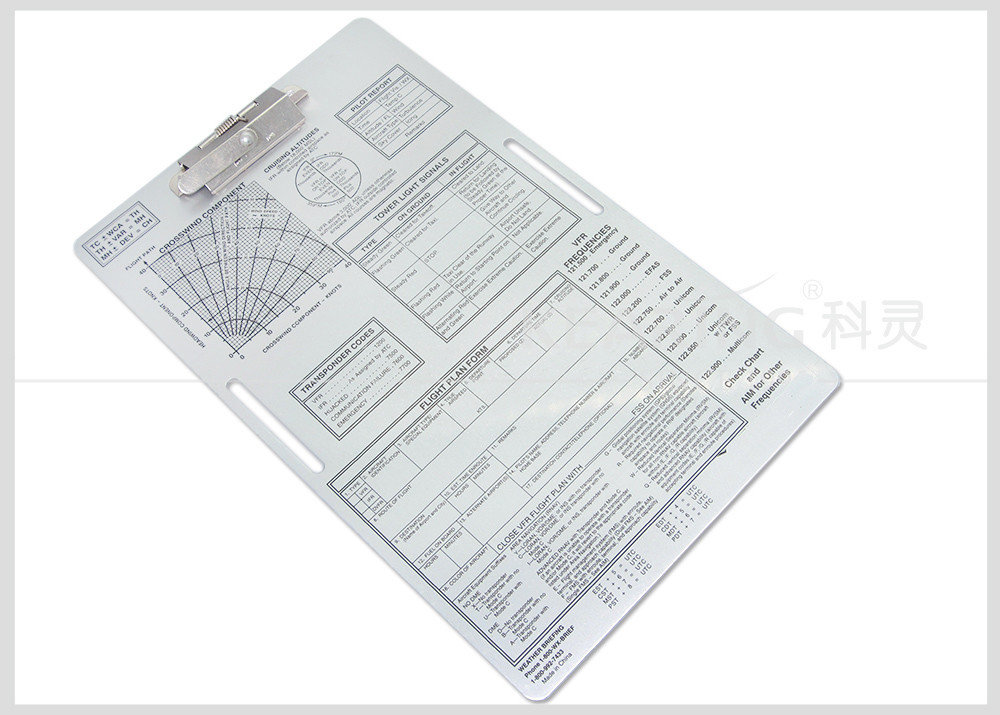 Silk printing Aviation Supplies Kearing Metal A4 Pilot Kneeboard Clipboard for Flight Training VFR