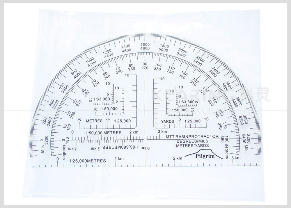 Half Moon Shaped Military Protractor Field Kit 6 Inch Plastic Degree / Miles Pilgrim Uk Market