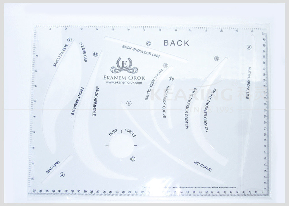 White Plastic Fashion Design Patchwork Quilting Rulers 0.2 MM thickness Rectangle Shaped Ruler 40 * 28 CM