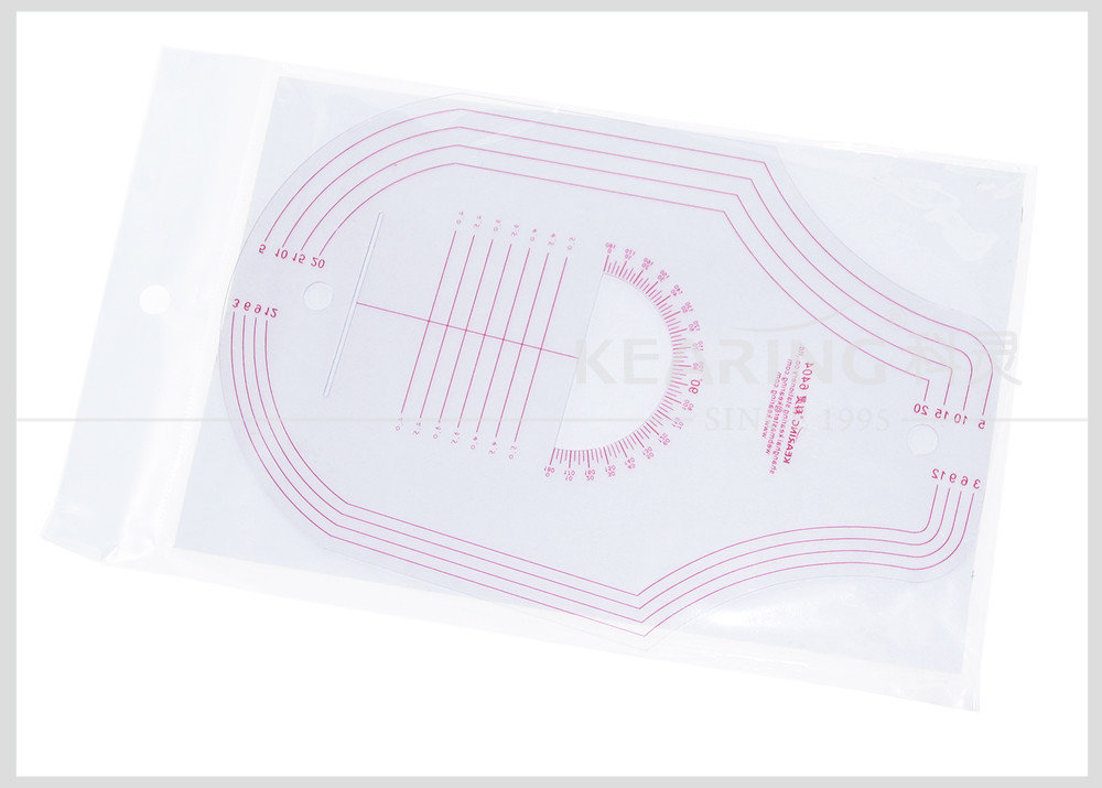 Plastic Fashion Design Vary Form Curve Ruler Protractors with Seam Allowance Lines